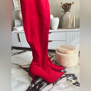 Shoes | Over The Knee Red High Heel Boots | Poshmark